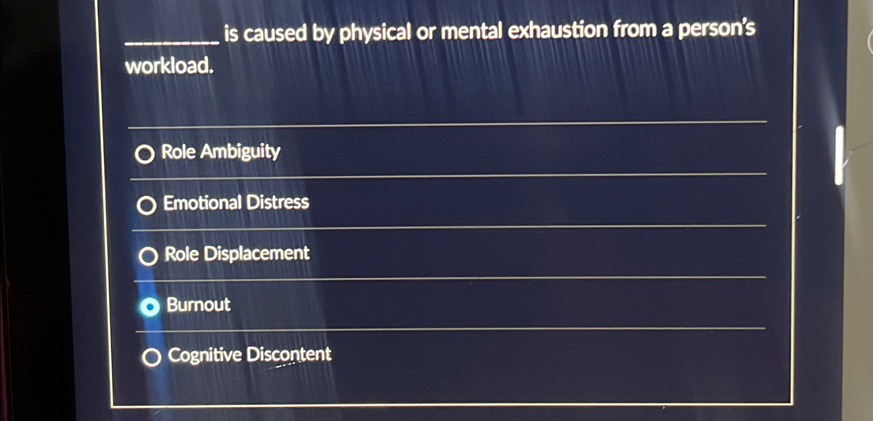 Solved q, ﻿is caused by physical or mental exhaustion from a | Chegg.com