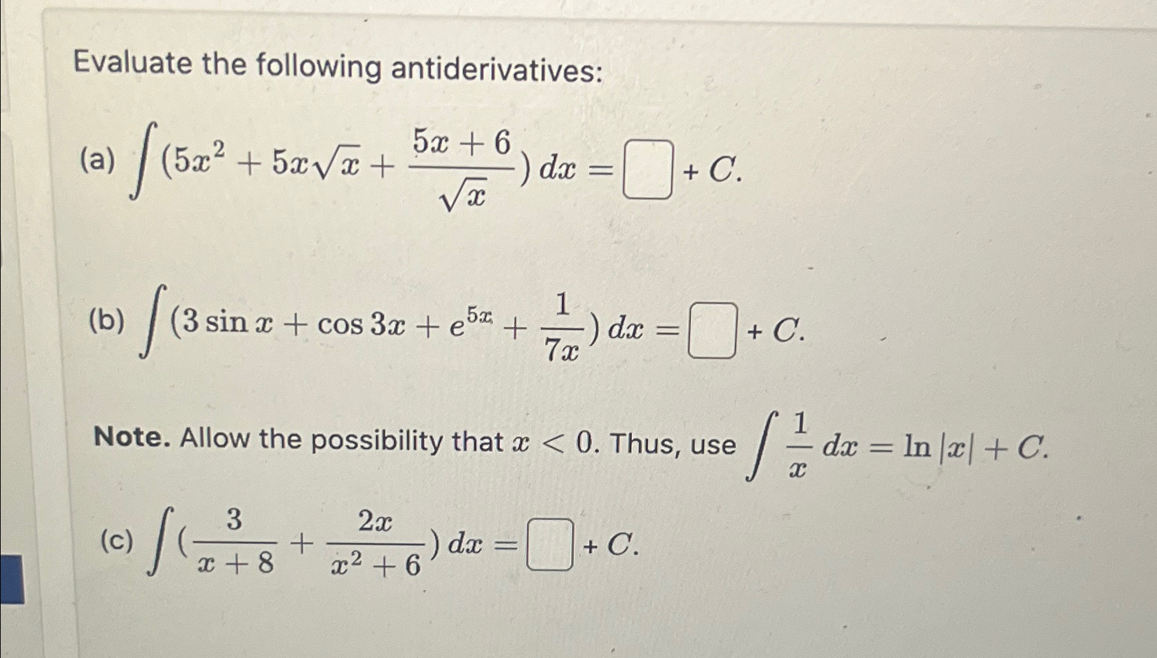 Solved Evaluate the following | Chegg.com