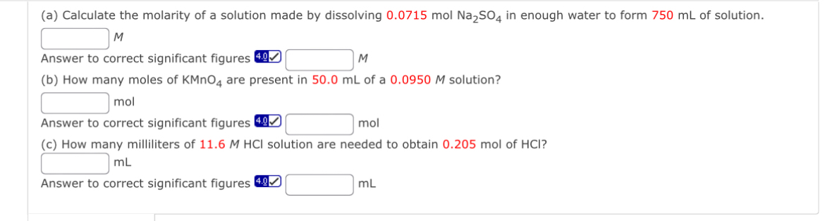Solved (a) ﻿Calculate the molarity of a solution made by | Chegg.com