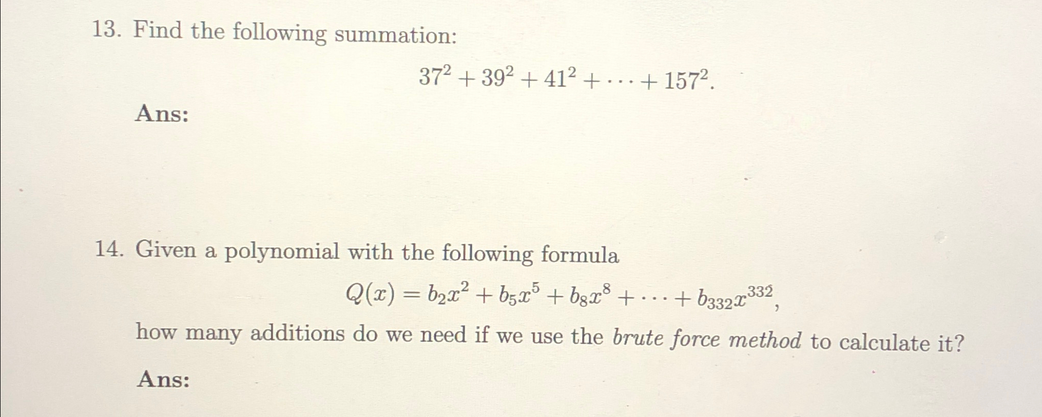 Solved Find the following | Chegg.com