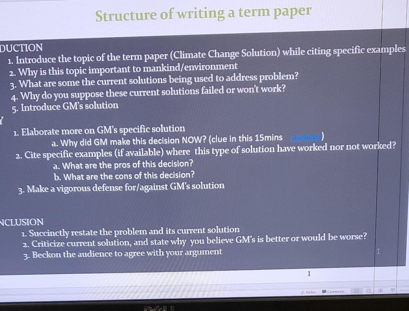 Solved Structure of writing a term paper DUCTION 1. | Chegg.com