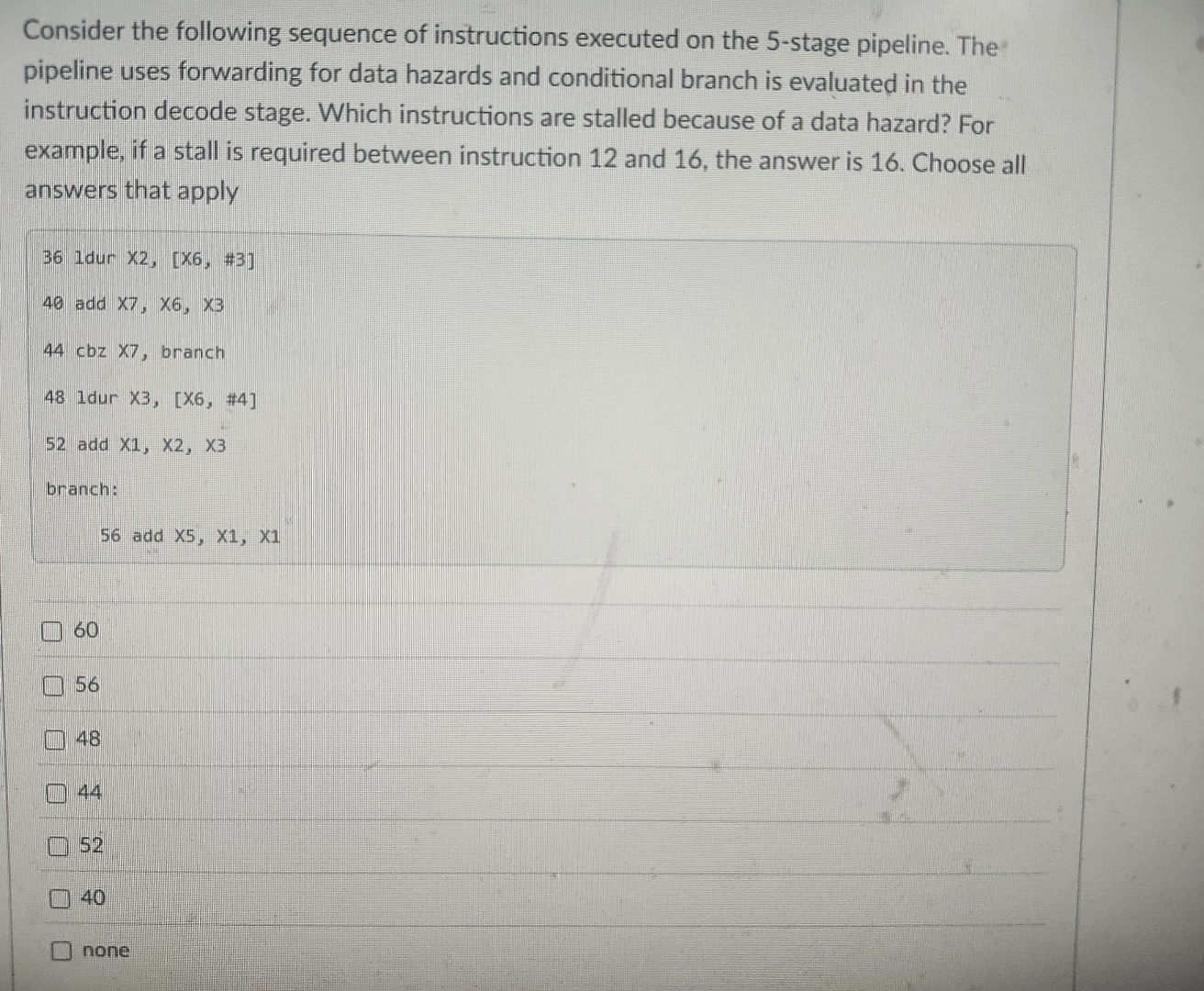 Solved Consider the following sequence of instructions | Chegg.com