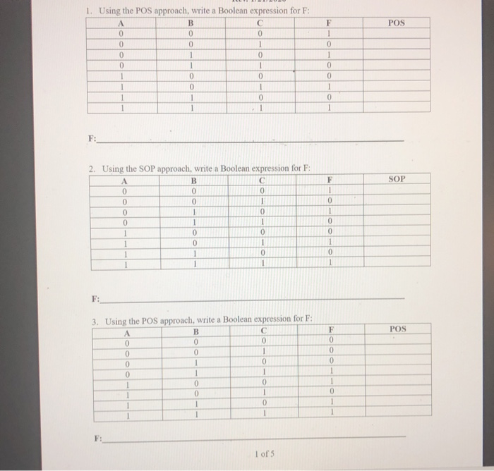 Solved 1 Using The Pos Approach Write A Boolean Expression 4312