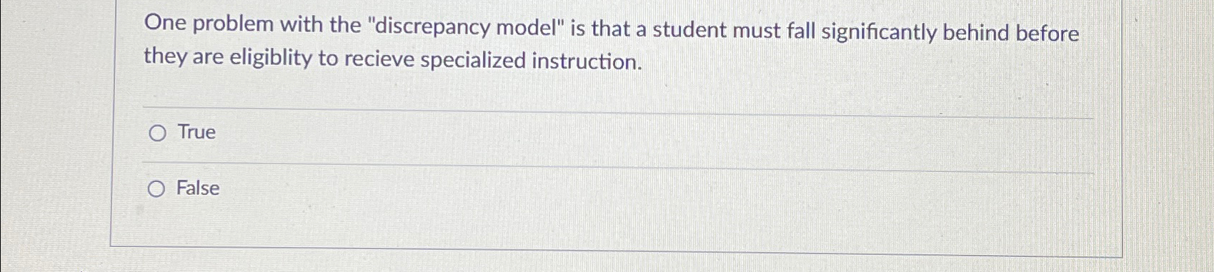 Solved One Problem With The Discrepancy Model Is That A