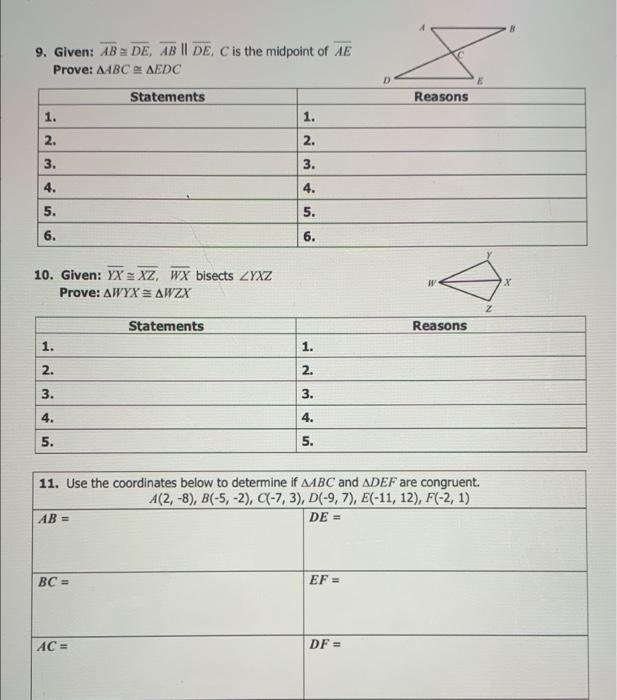 Solved 9. Given: ABDE, AB II DE. C is the midpoint of AE | Chegg.com