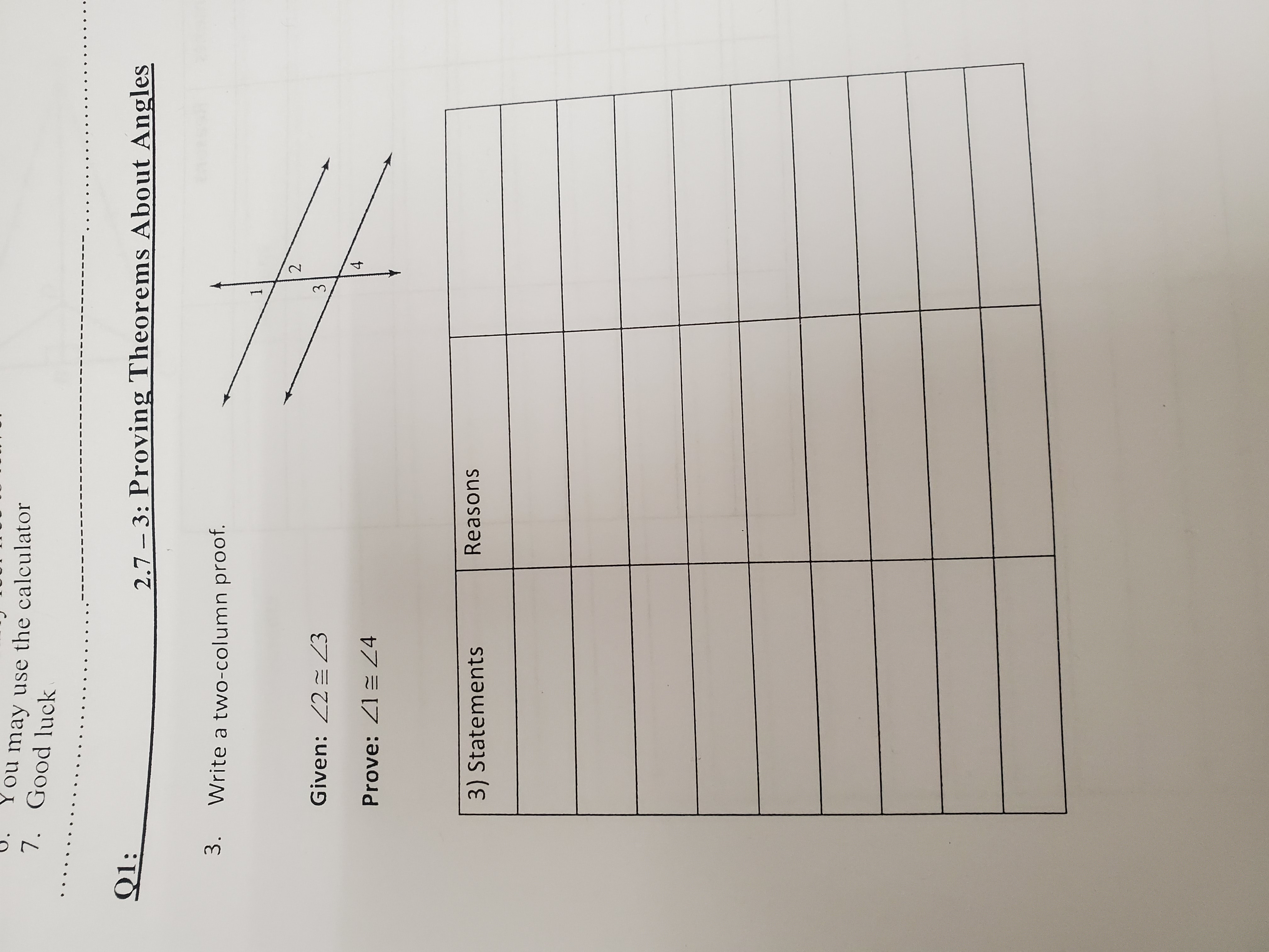 Solved Q1 2 7 3 Proving Theorems About Angleswrite A