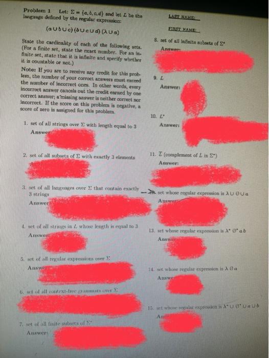 Solved Problem 1 Let: Σ={a,b,cd} and let L be the languige | Chegg.com