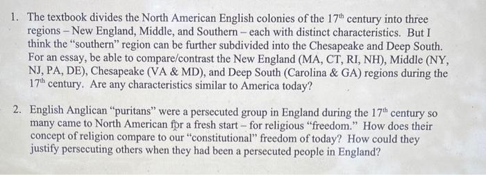 1. The textbook divides the North American English | Chegg.com