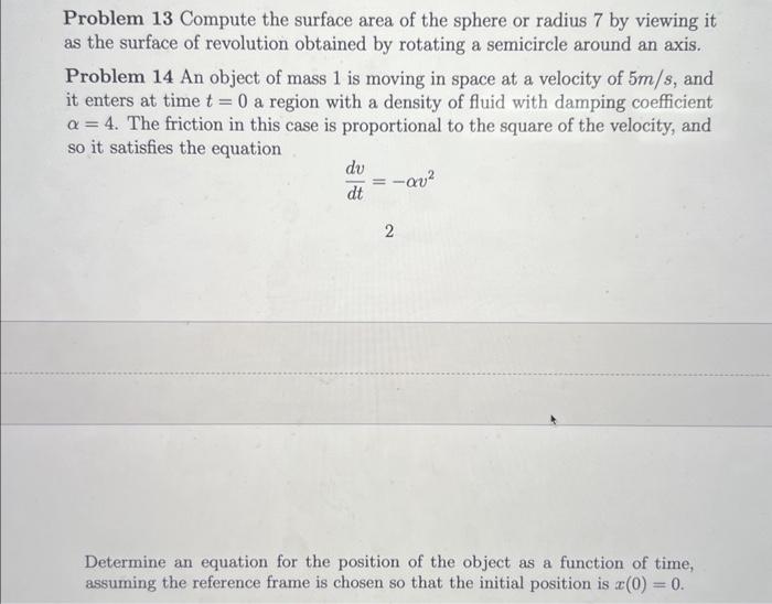 Solved Problem 13 Compute the surface area of the sphere or | Chegg.com