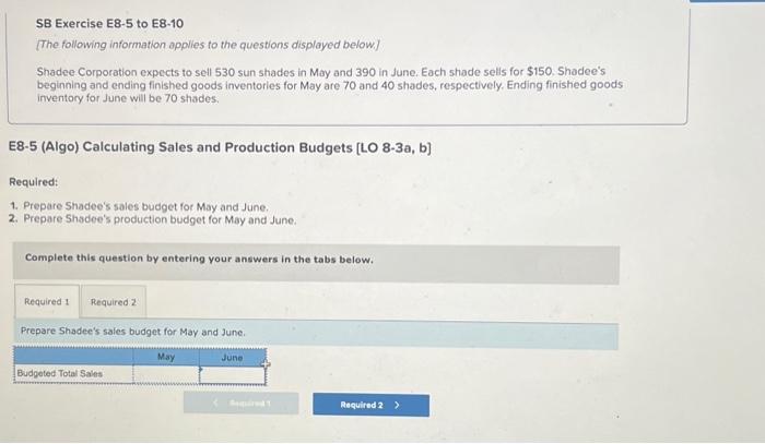 Solved SB Exercise E8-5 to E8-10 [The following information | Chegg.com