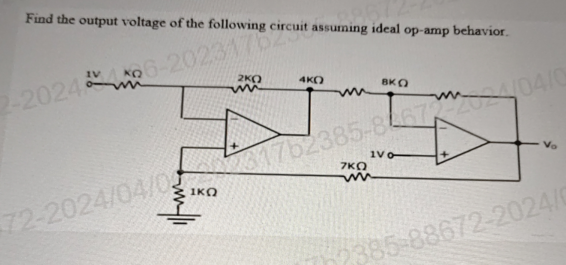 Solved Find the output voltage of the following circuit | Chegg.com