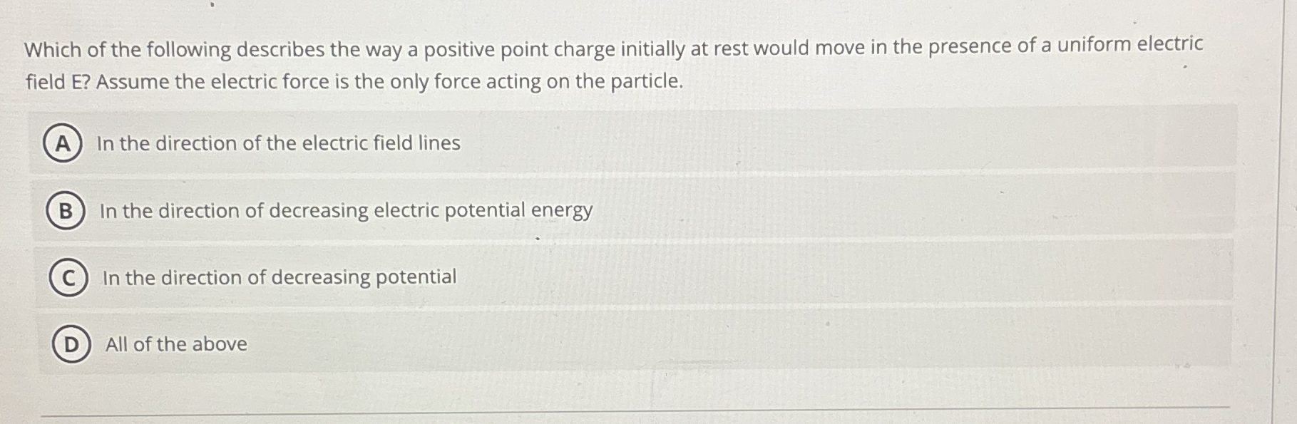 Solved Which of the following describes the way a positive | Chegg.com