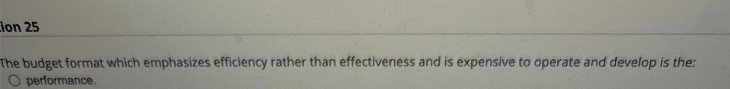 Solved ion25The budget format which emphasizes efficiency | Chegg.com