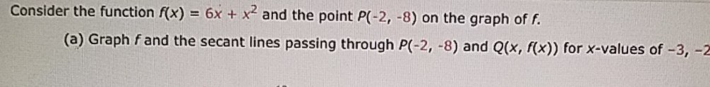 Solved Consider the function f(x) = 6x + x2 and the point | Chegg.com