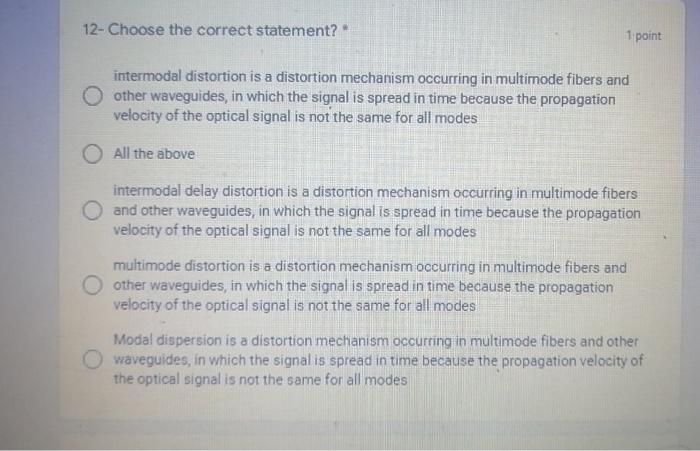 12- Choose the correct statement? 1 point intermodal | Chegg.com