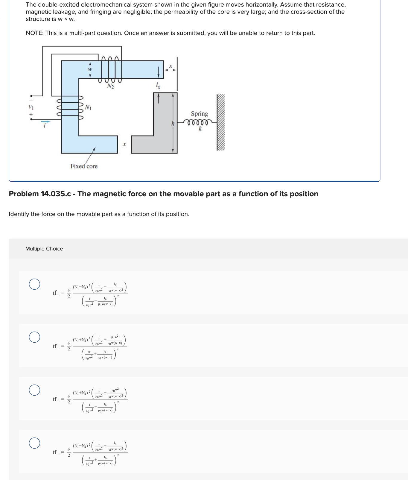 Solved The double-excited electromechanical system shown in | Chegg.com