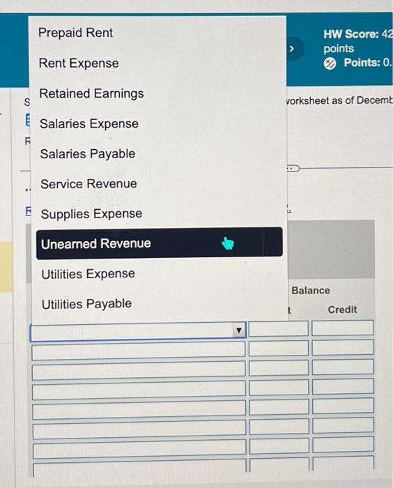 Solved Data table vorksheet as of Dec Prepaid Rent | Chegg.com