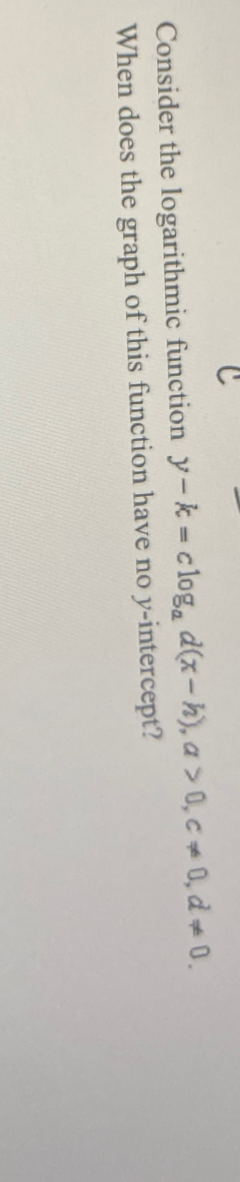 Solved Consider the logarithmic function | Chegg.com