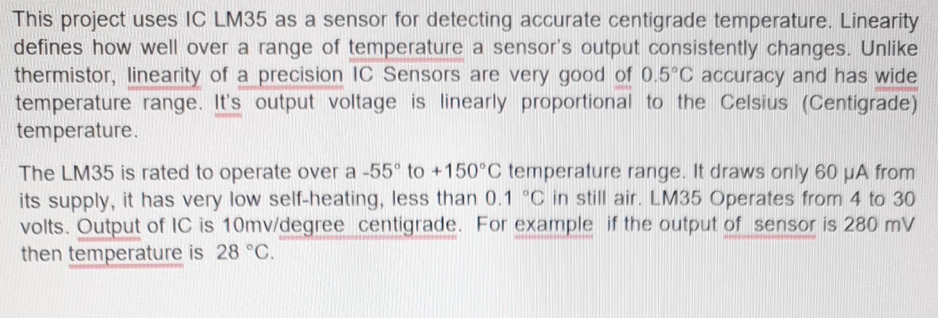 Solved This project uses IC LM35 as a sensor for detecting | Chegg.com