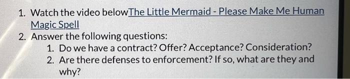 1. Watch the video belowThe Little Mermaid - Please | Chegg.com