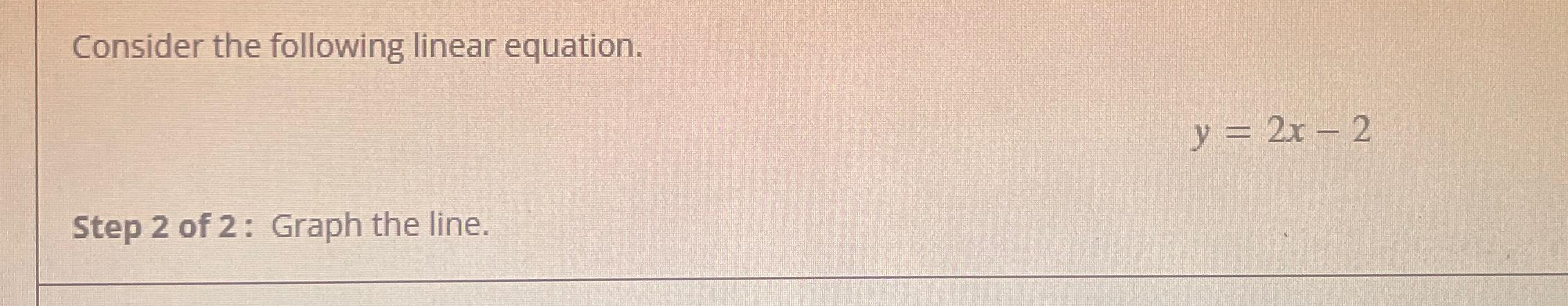 Solved Consider the following linear equation.y=2x-2Step 2 | Chegg.com