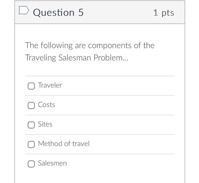Solved Question 5 1 The following are components of the | Chegg.com