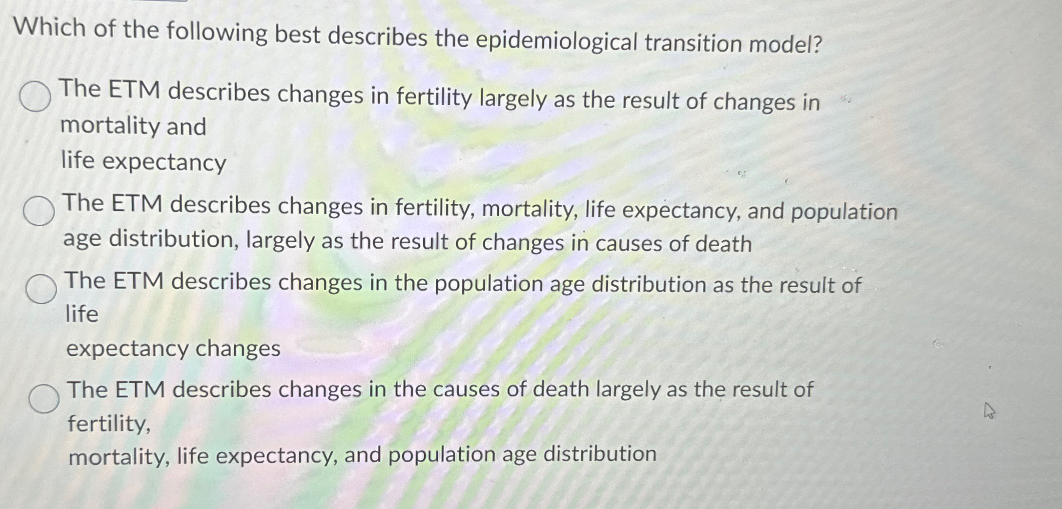 Solved Which of the following best describes the | Chegg.com