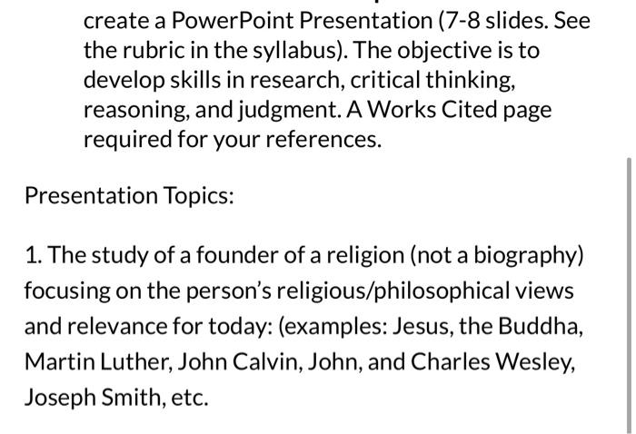 Solved create a PowerPoint Presentation (7-8 slides. See the | Chegg.com