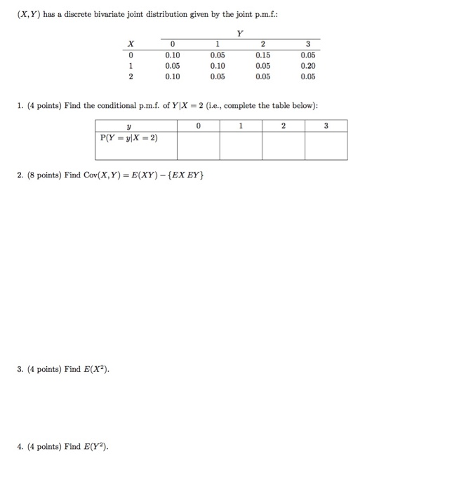 Solved (X,Y) has a discrete bivariate joint distribution | Chegg.com