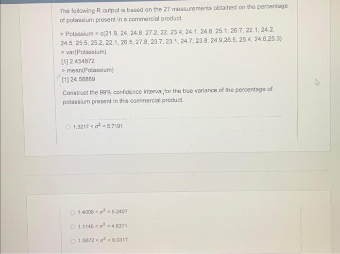 Solved The following R output is based on the 27 | Chegg.com