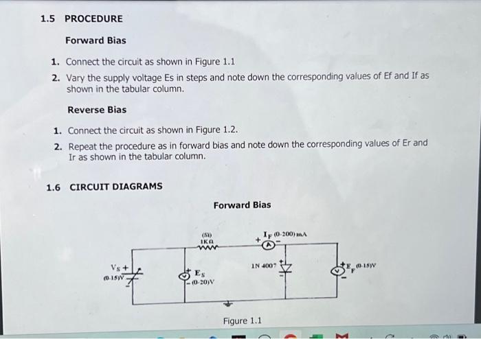 Solved 1.1 AIM To plot the V-I characteristics of a PN | Chegg.com