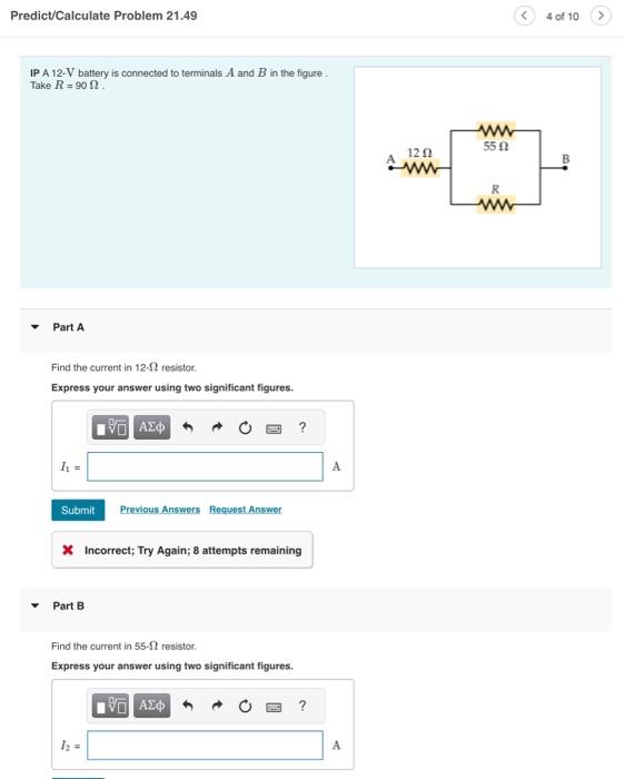 Solved edict/Calculate Problem 21.49 4 of 10 IP A 12- V | Chegg.com