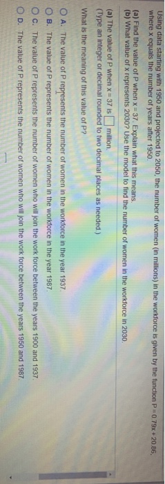 Solved Using data starting with 1950 and projected to 2050, | Chegg.com