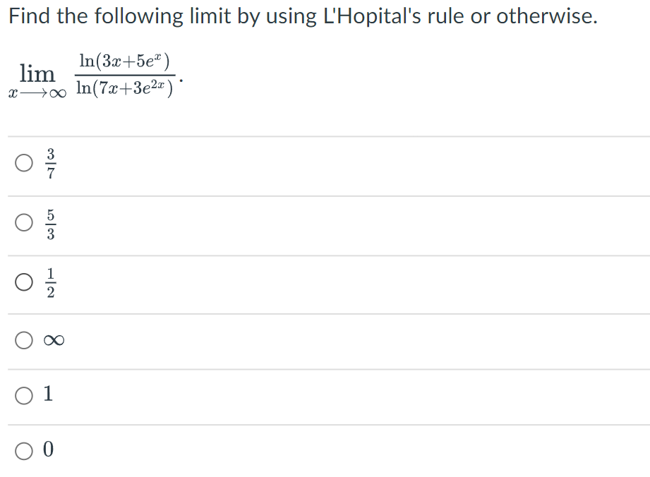 Solved Find the following limit by using L'Hopital's rule or | Chegg.com