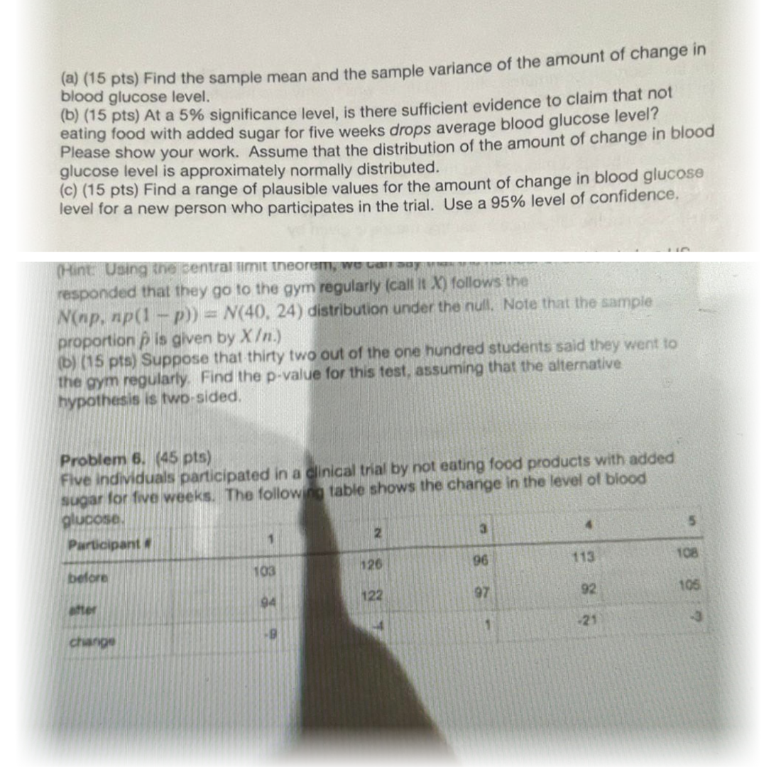 Solved (a) (15 pts) Find the sample mean and the sample | Chegg.com