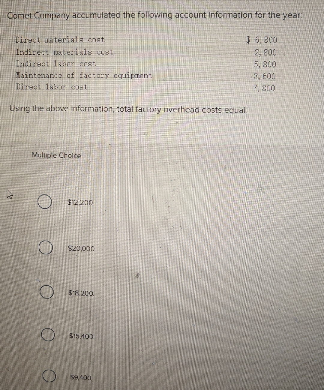 Solved Comet Company accumulated the following account | Chegg.com