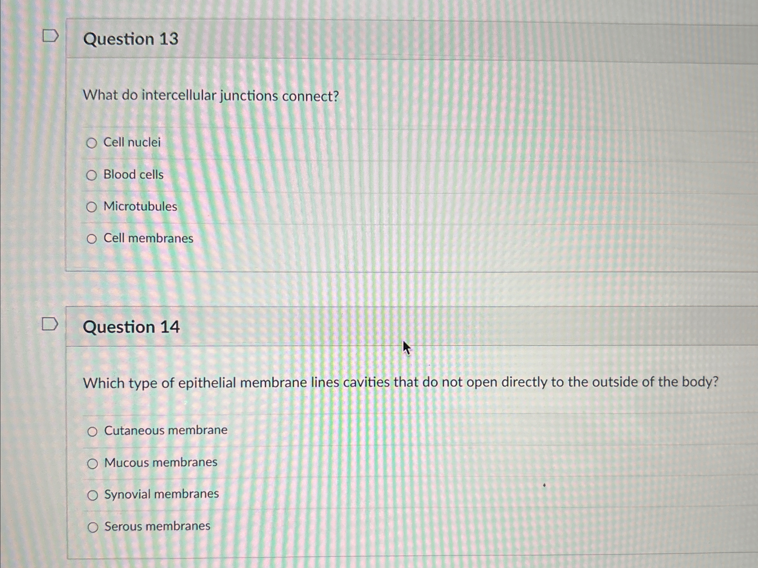Solved Question 13What do intercellular junctions | Chegg.com