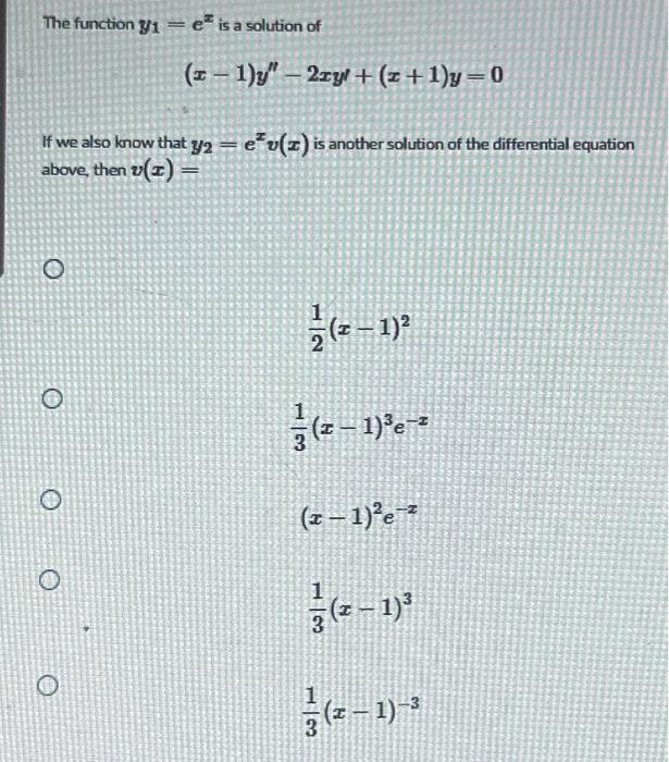 Solved The function y1=ex is a solution of | Chegg.com