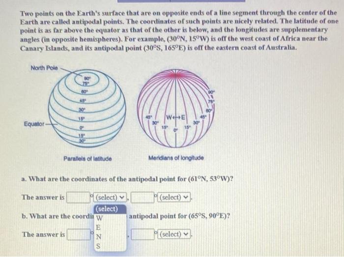 Solved Two points on the Earth's surface that are on | Chegg.com