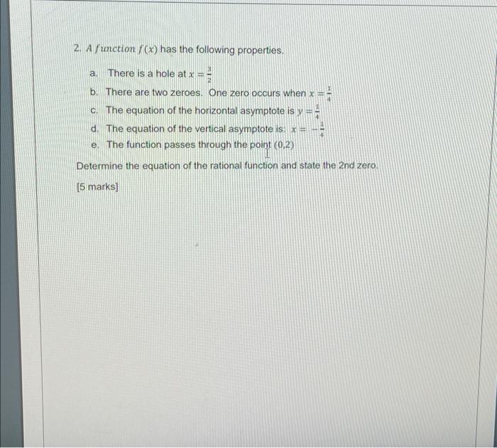 Solved Thinking Task # 2 Rational Functions. Total 11 marks | Chegg.com