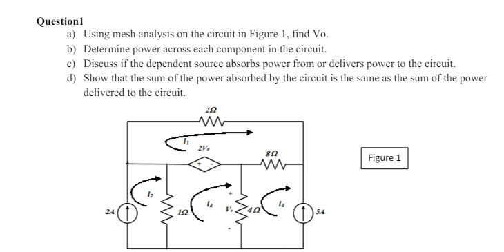Solved Question1a) ﻿Using mesh analysis on the circuit in | Chegg.com