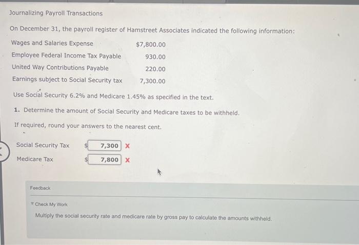 Solved Journalizing Payroll Transactions On December 31, the | Chegg.com