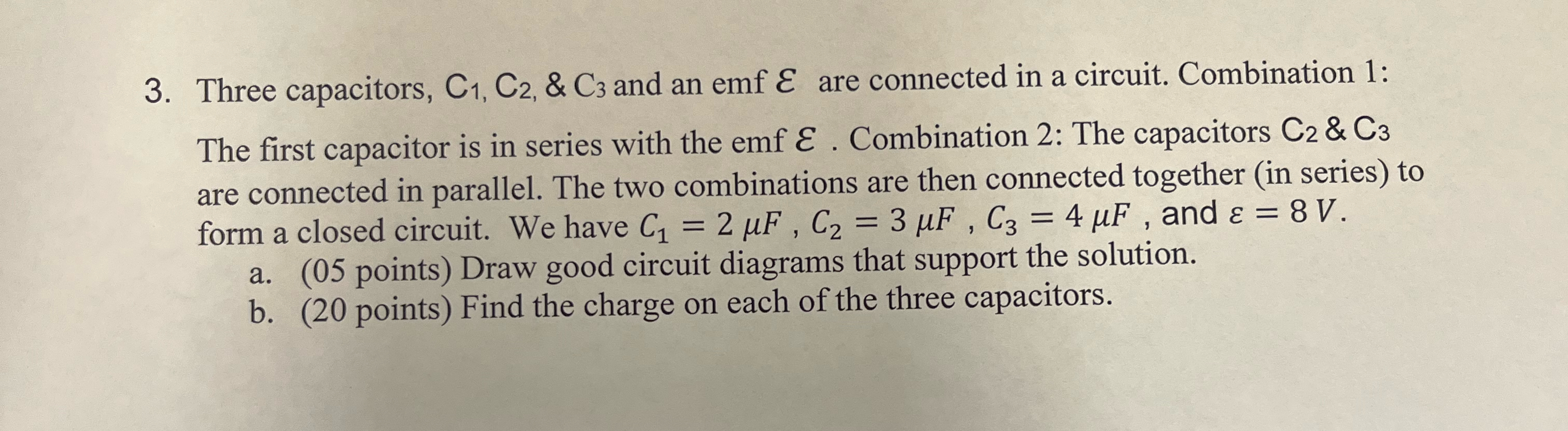 Solved Three capacitors, C1,C2 ﻿& C3 ﻿and an emf E ﻿are | Chegg.com
