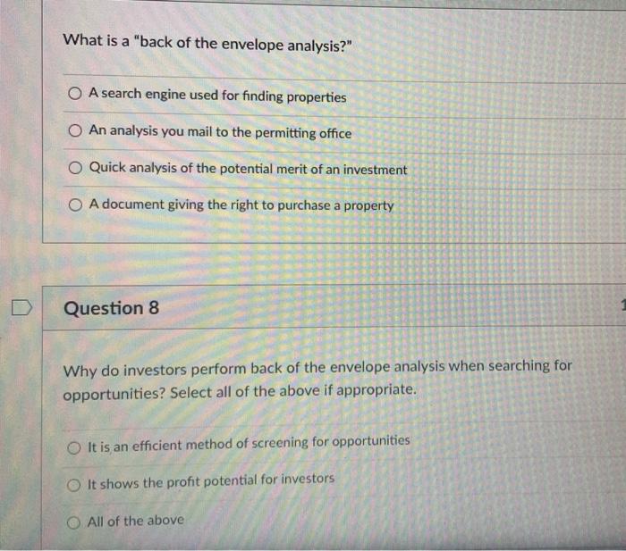 Solved What is a "back of the envelope analysis?" A search | Chegg.com