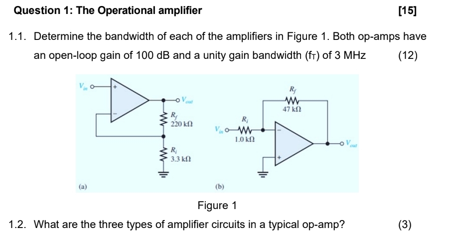 Solved Question 1: The Operational amplifier[15]1.1. | Chegg.com