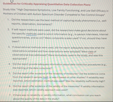 Solved Guidelines for Critically Appraising Quantitative | Chegg.com