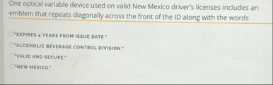 Solved One optical variable device used on valid New Mexico | Chegg.com