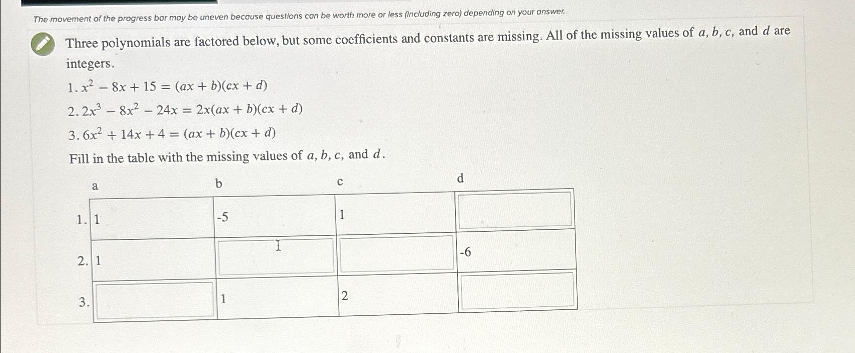 Solved The movement of the progress bar may be uneven | Chegg.com
