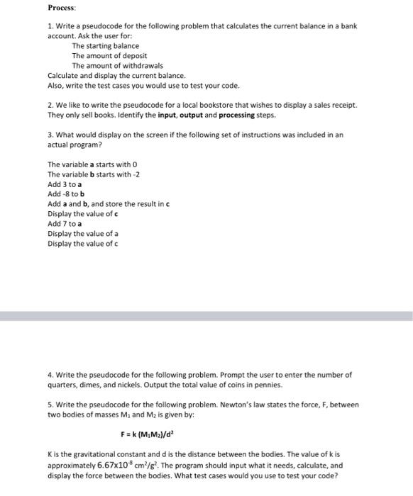 Solved 1. Write a pseudocode for the following problem that | Chegg.com