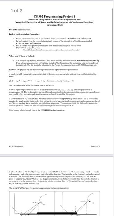 Solved CS 302 Programming Project 1 Numerikal Evaluation of | Chegg.com